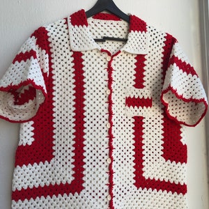 Merladesigns Red Unisex Shirt, Summer Shirt, Crochet Unisex Shirt ...