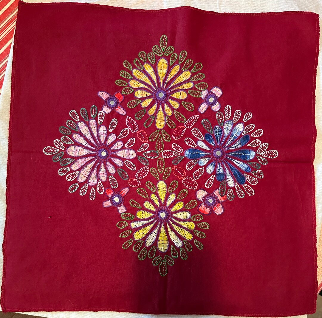 Maroon Color Piece for Side Tables, Framed Art, Tablecloth, Folk Art - Etsy