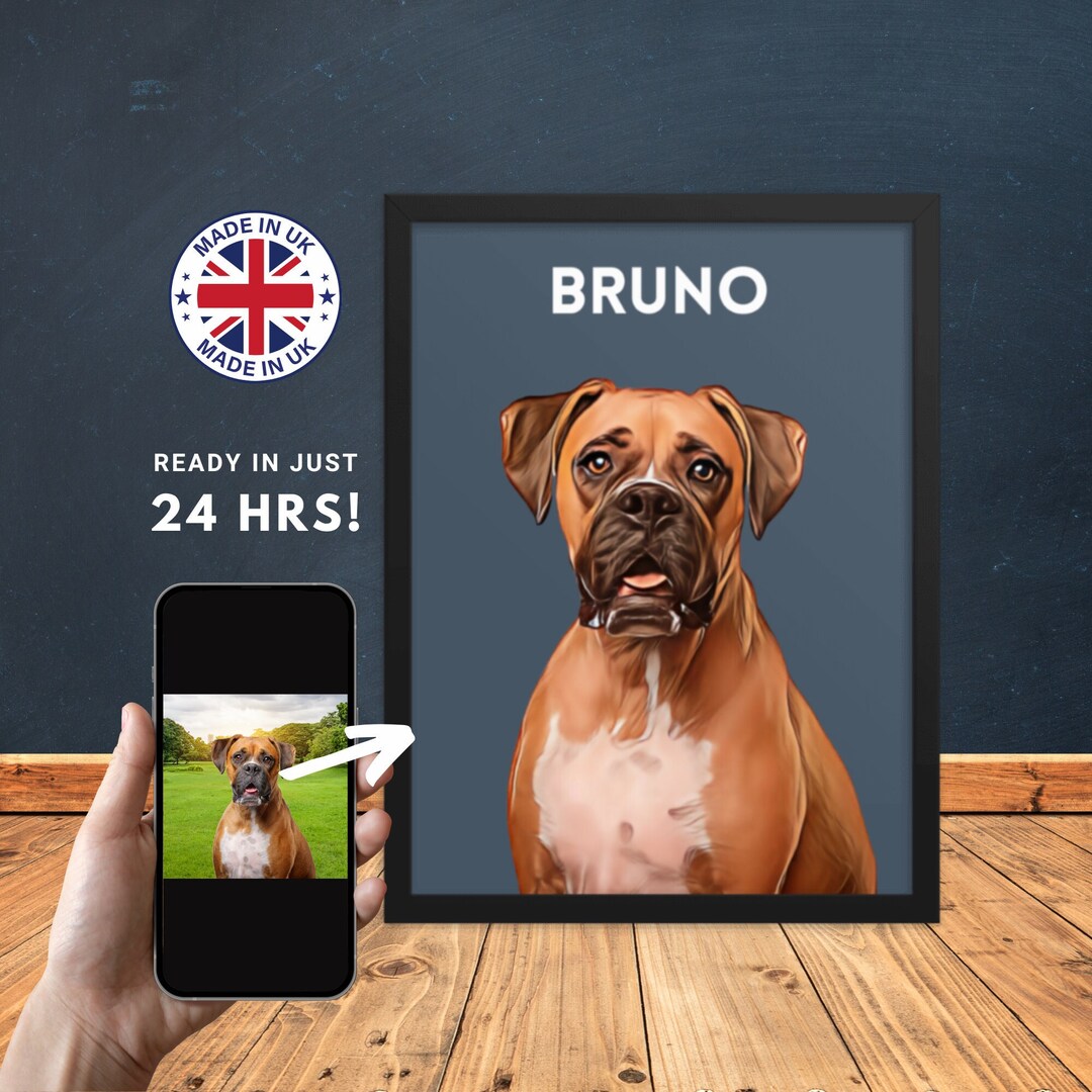 Personalised Dog Portrait, Custom Pet Portrait, Hand-illustrated Pet ...