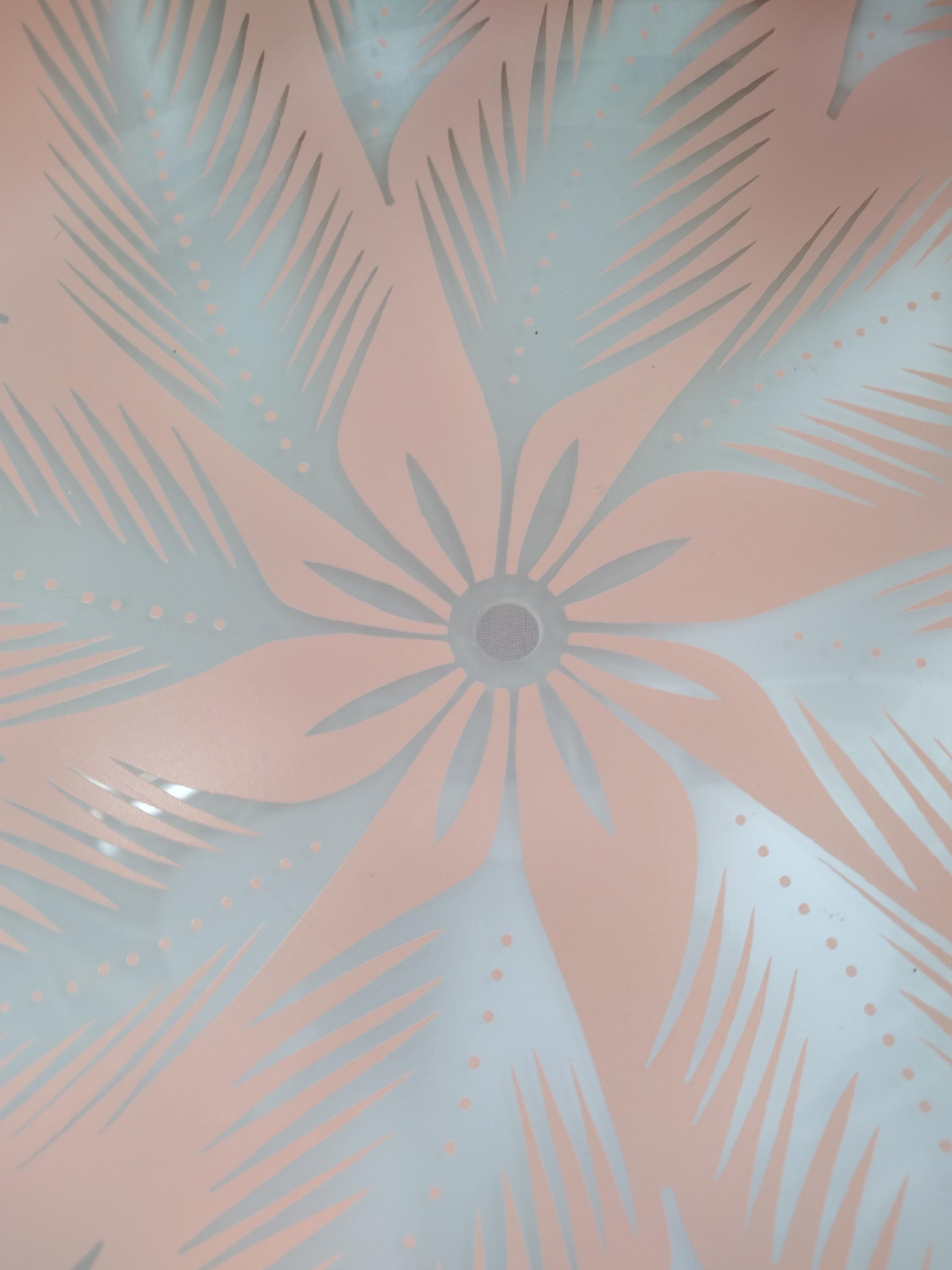 Mid Century Tropical Pink Palm Ceiling Light Shade- Glass Flush Mount ...