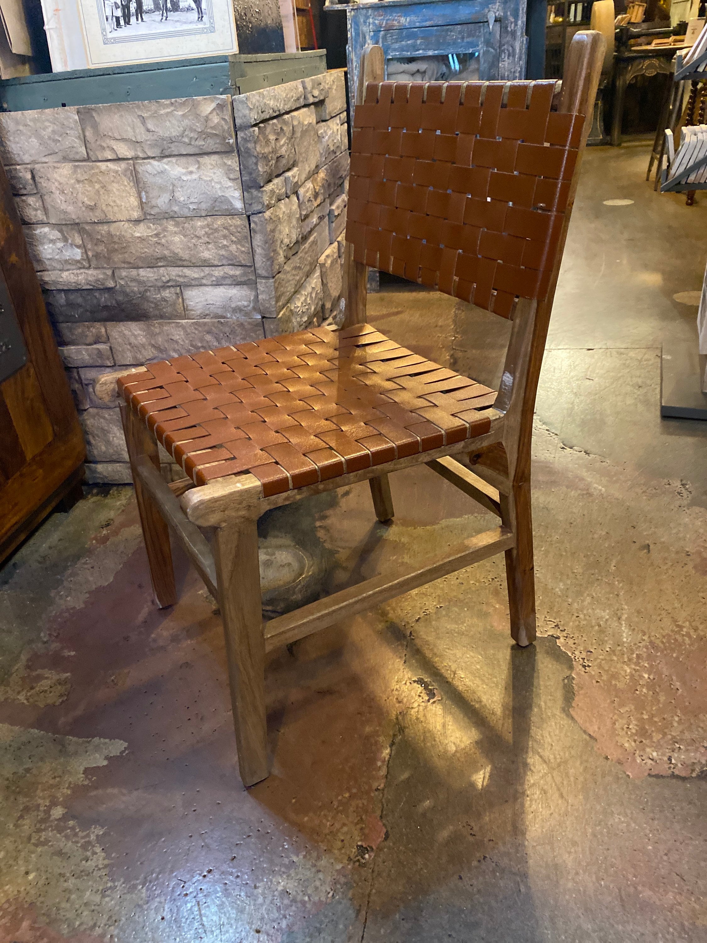 Leather Woven Chair – Rustic Handmade Accent Chair – Mid-century Modern ...