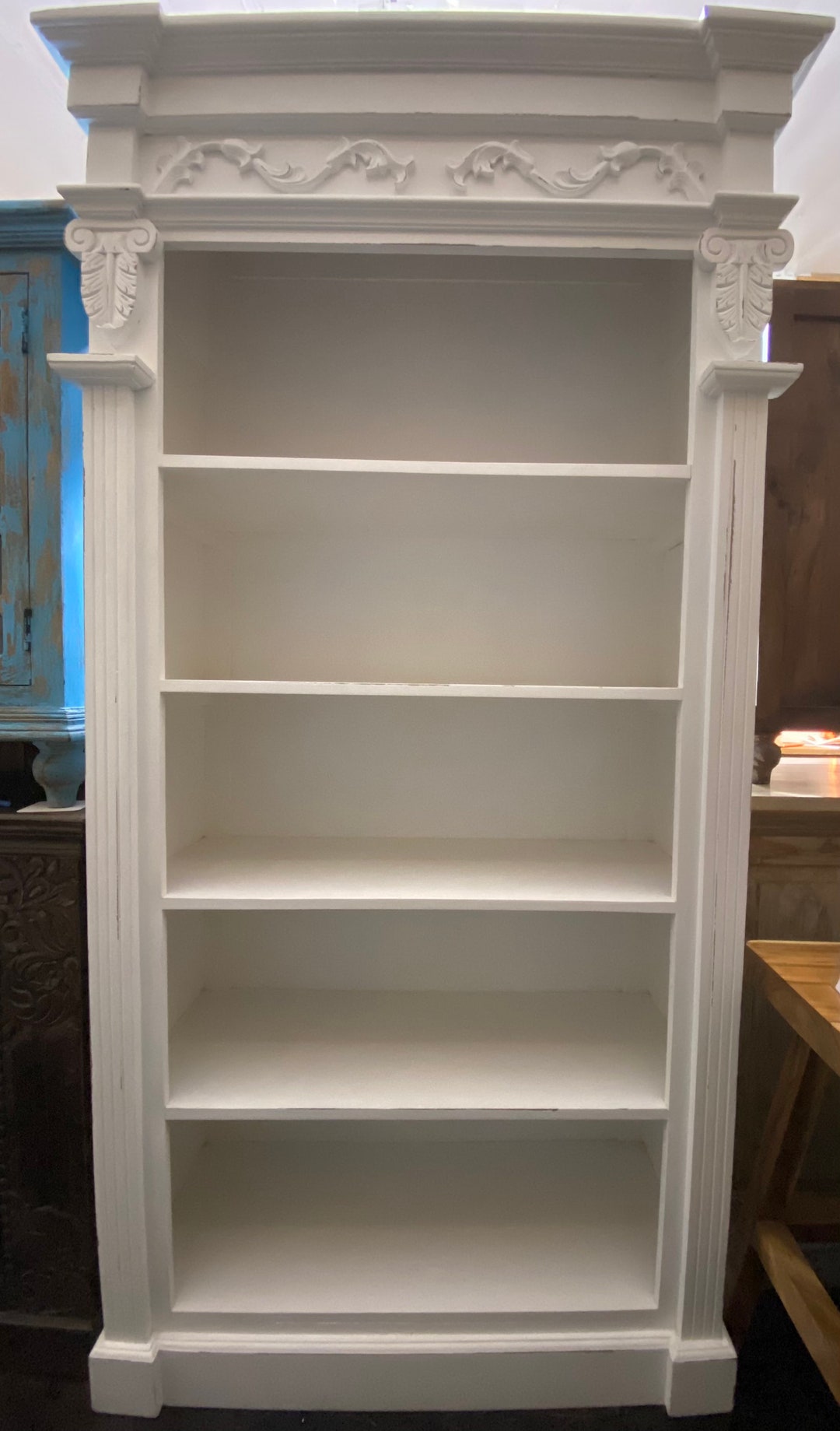 Tall White Bookshelf - Etsy