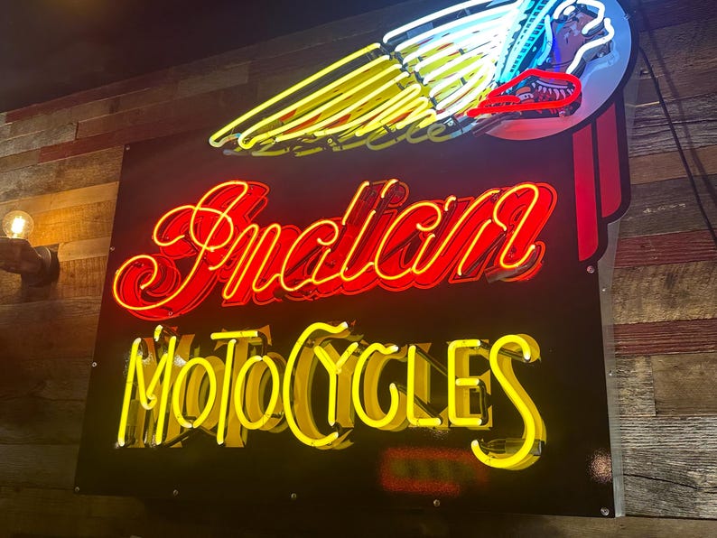 Indian Motorcycles Neon Sign – New Production, Single-sided Wall Decor ...
