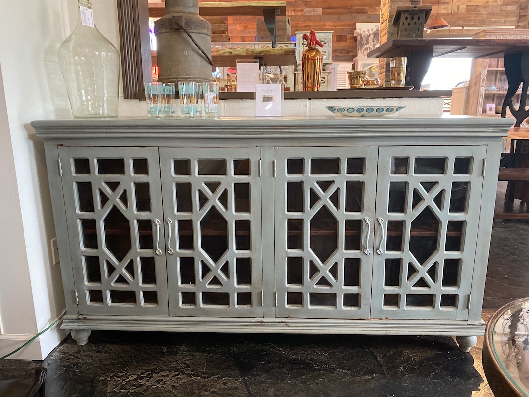 Glass Door Buffet – Rustic Wood Sideboard – Storage Cabinet With ...