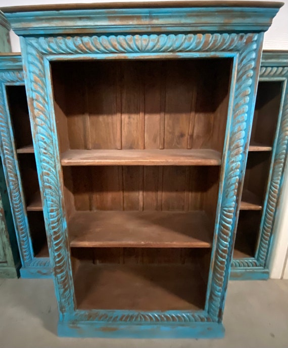 Teal Reclaimed Wood Bookshelf - Etsy