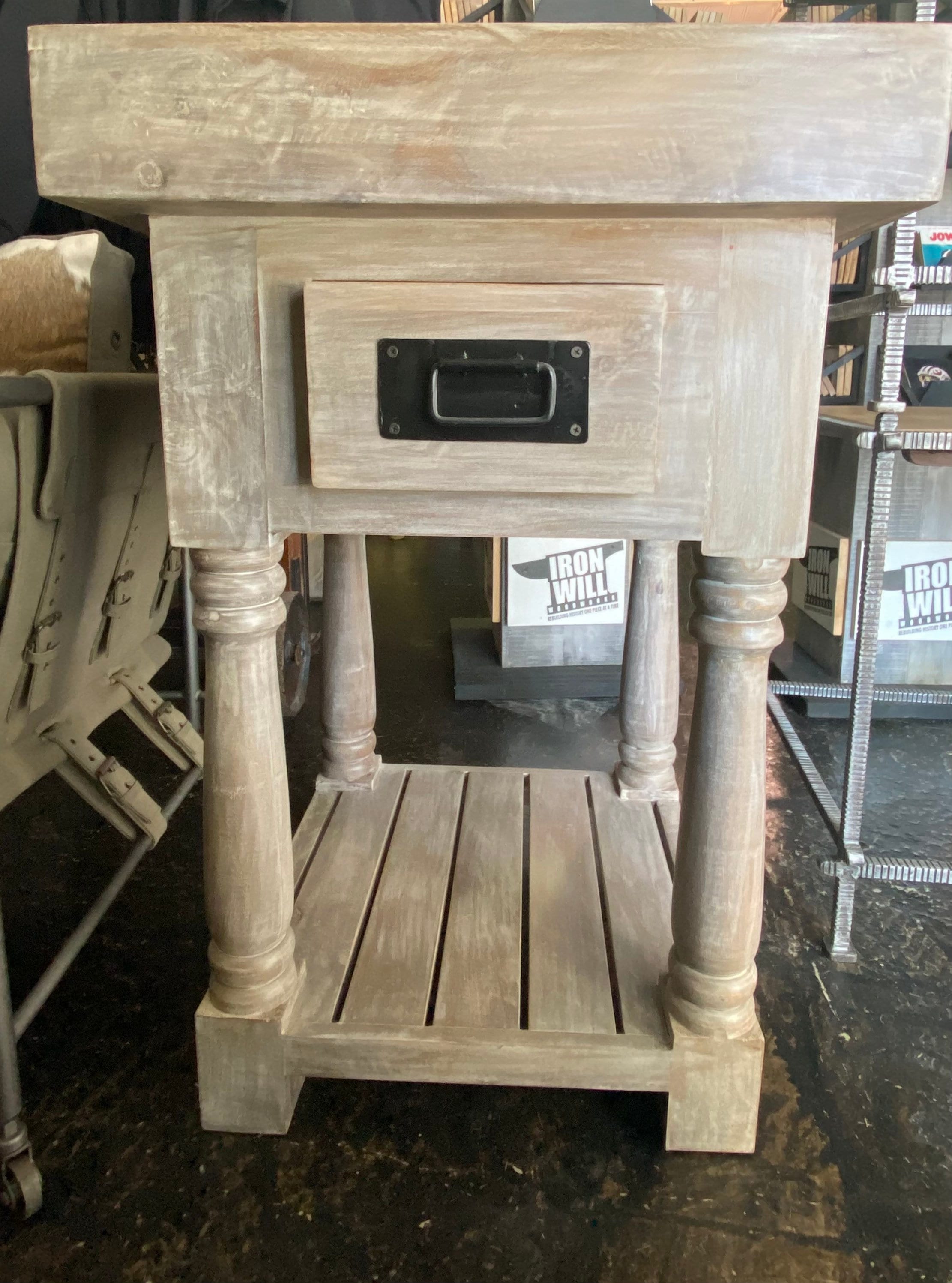 Tall Butcher Block Style Table – Rustic Industrial Wood Table - Etsy