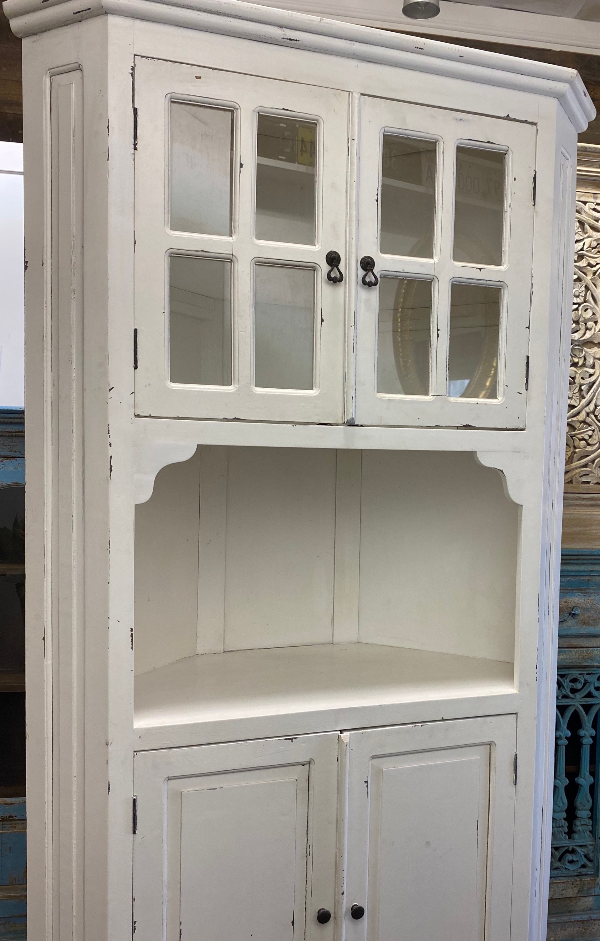 White Corner Cabinet – Rustic Industrial Storage – Handmade - Etsy
