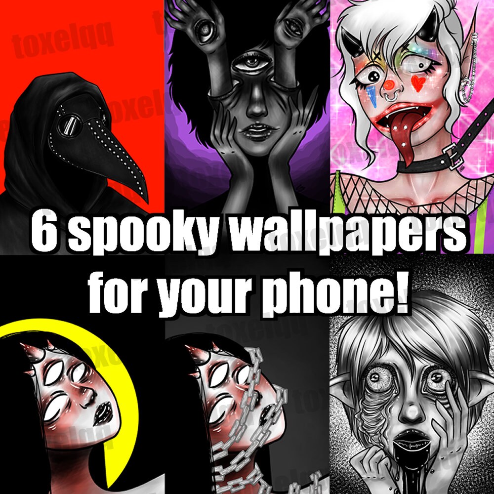 6 Spooky Phone Wallpapers Halloween Horror Lockscreen - Etsy