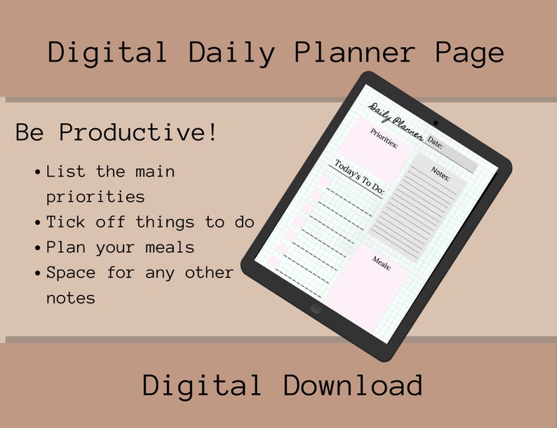 Digital Daily Planner Page / Daily Page Template/ Goodnotes / PDF ...