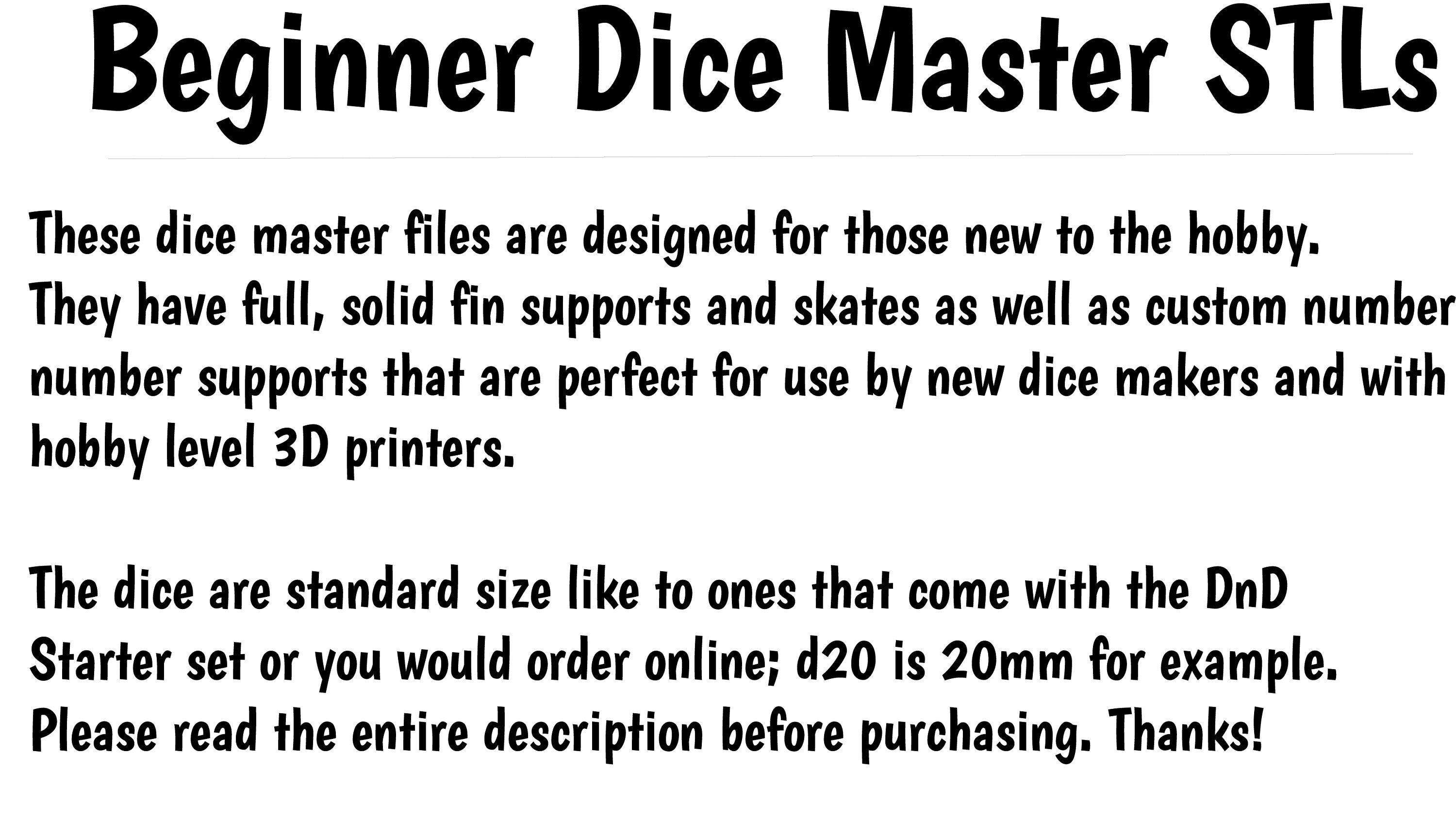 Full Fin Polyhedral Dice Master STL Files, 28 Master Dice STL Files ...