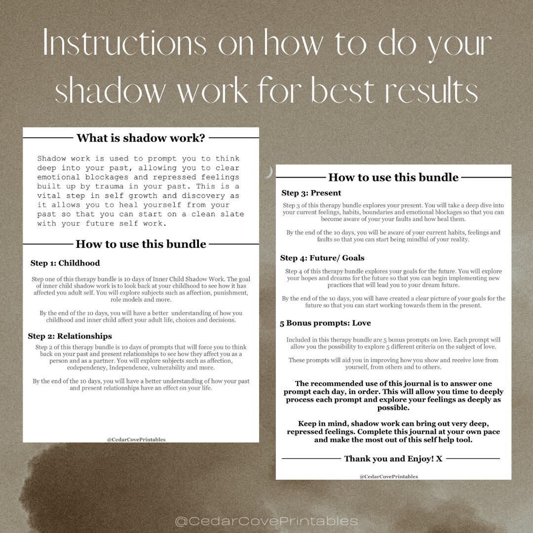 The Ultimate Therapy, Shadow Work Bundle, 45 Journal Prompts With 4 ...