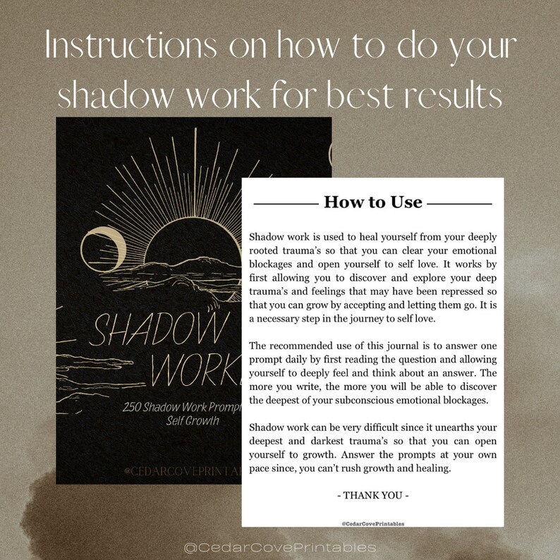 250 Shadow Work Prompts for Self Help Including Prompts for - Etsy