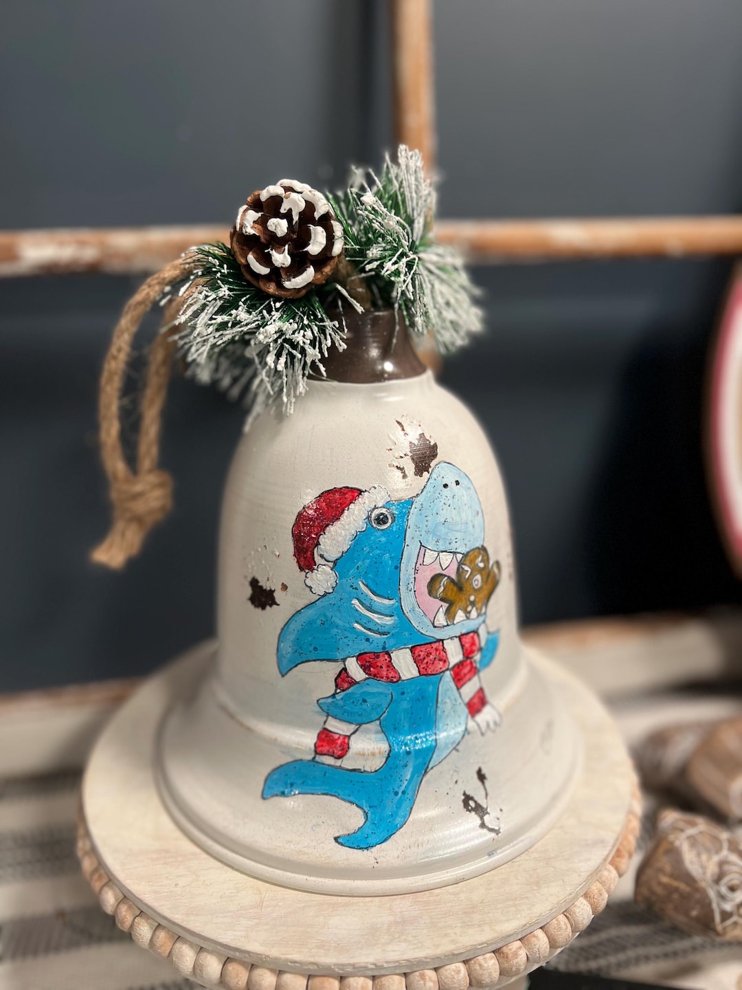 Shark Gingerbread Christmas Bell Tabletop Decoration - Etsy