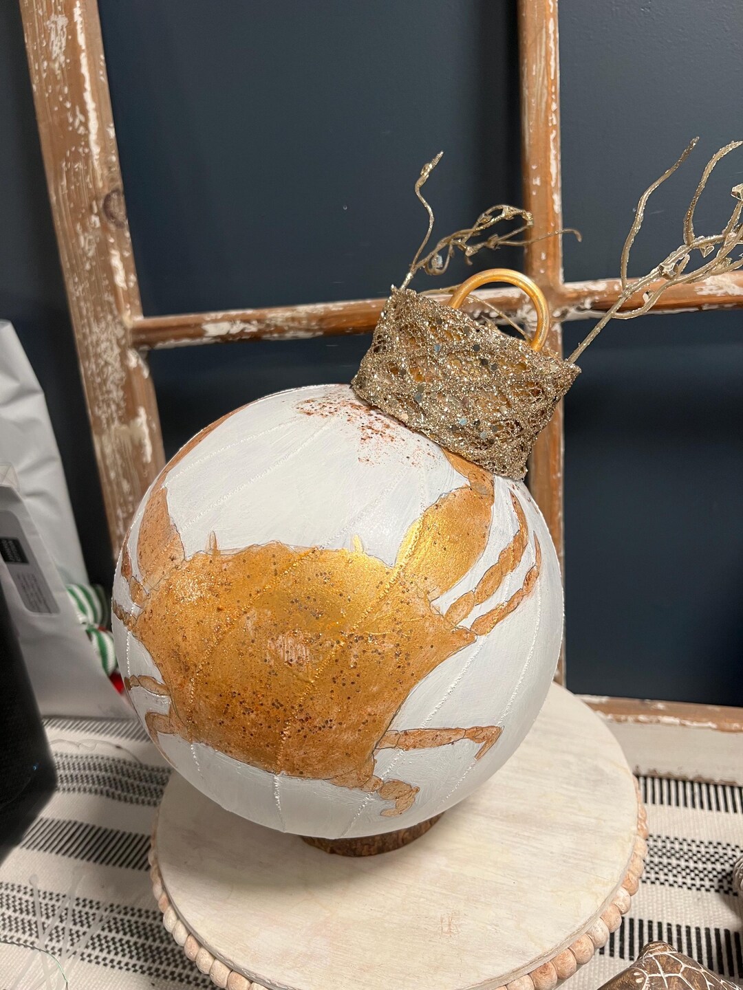 Golden Crab Hand Painted Tabletop Globe Decor Centerpiece - Etsy