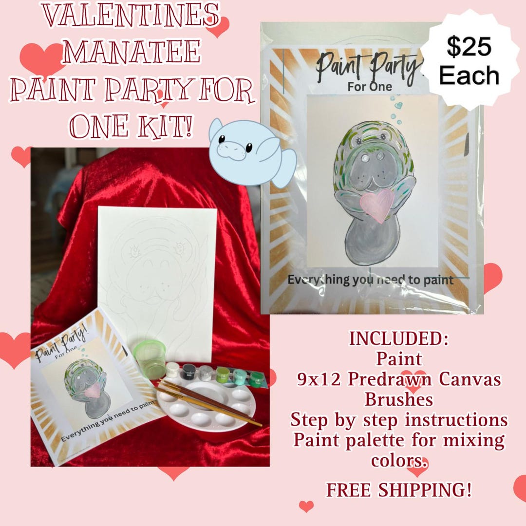 Valentines Manatee Paint Kit - Etsy
