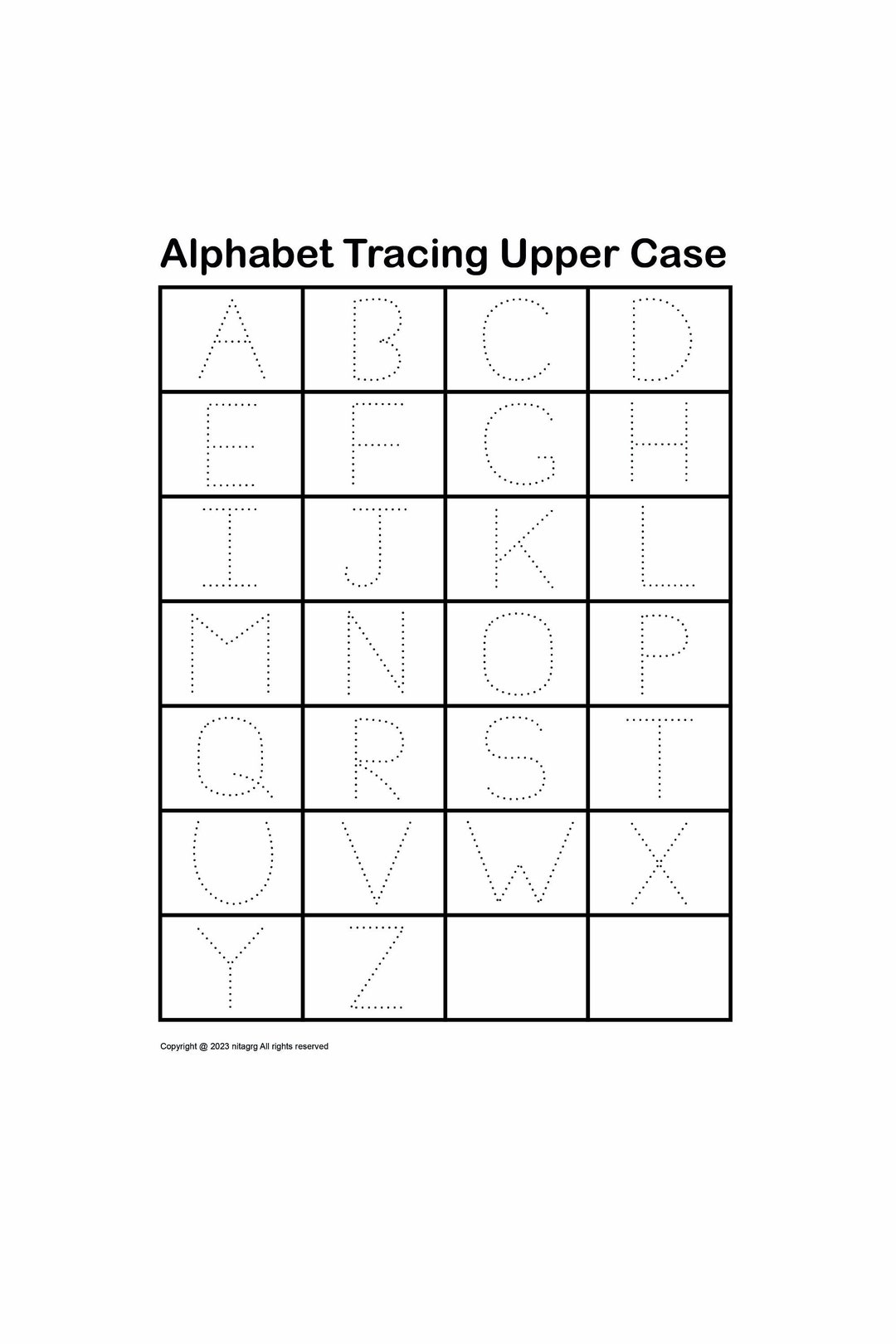 Alphabet Tracing Uppercase Letters - Etsy