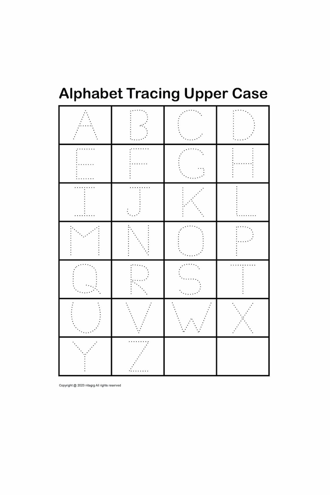 Alphabet Tracing Uppercase Letters - Etsy