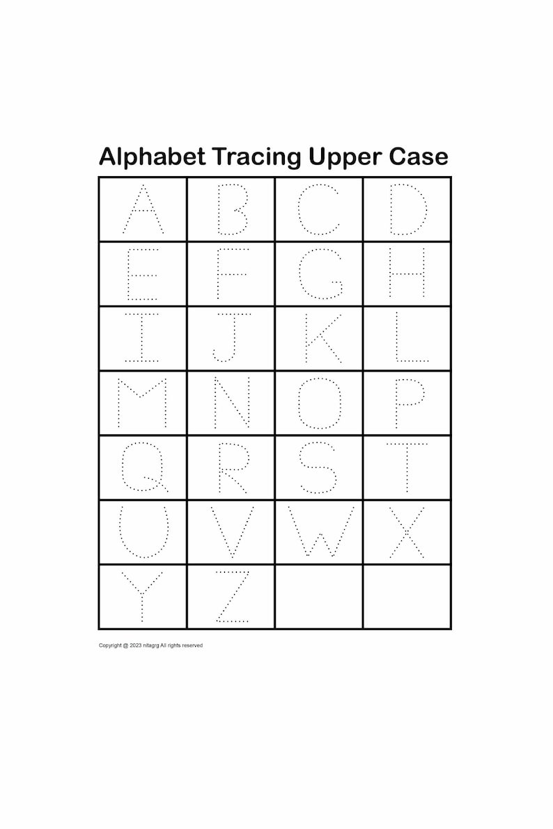 Alphabet Tracing Uppercase Letters - Etsy