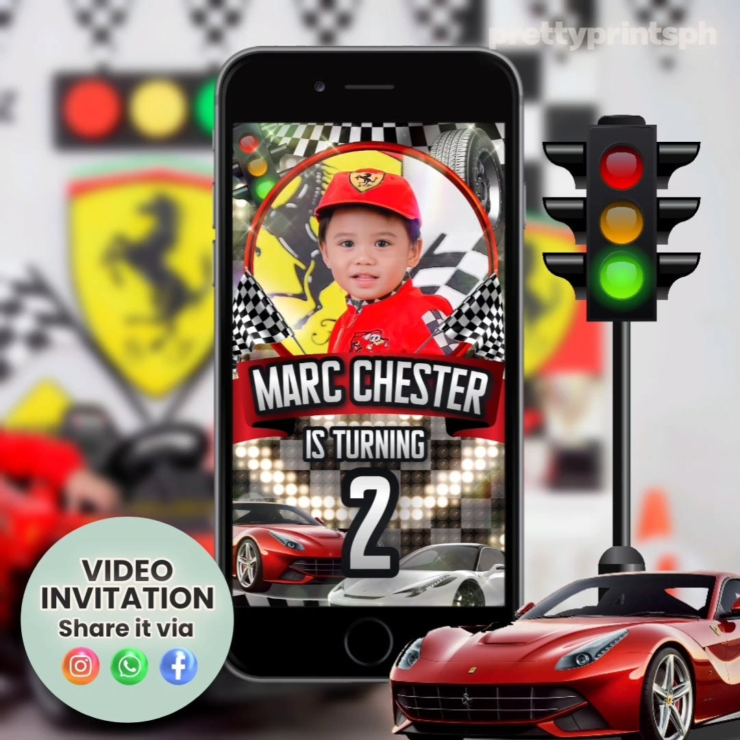 Race Car Invitation, Ferrari Invitation, Cars Invitation, Ferrari Race Car, Race Car Party ...