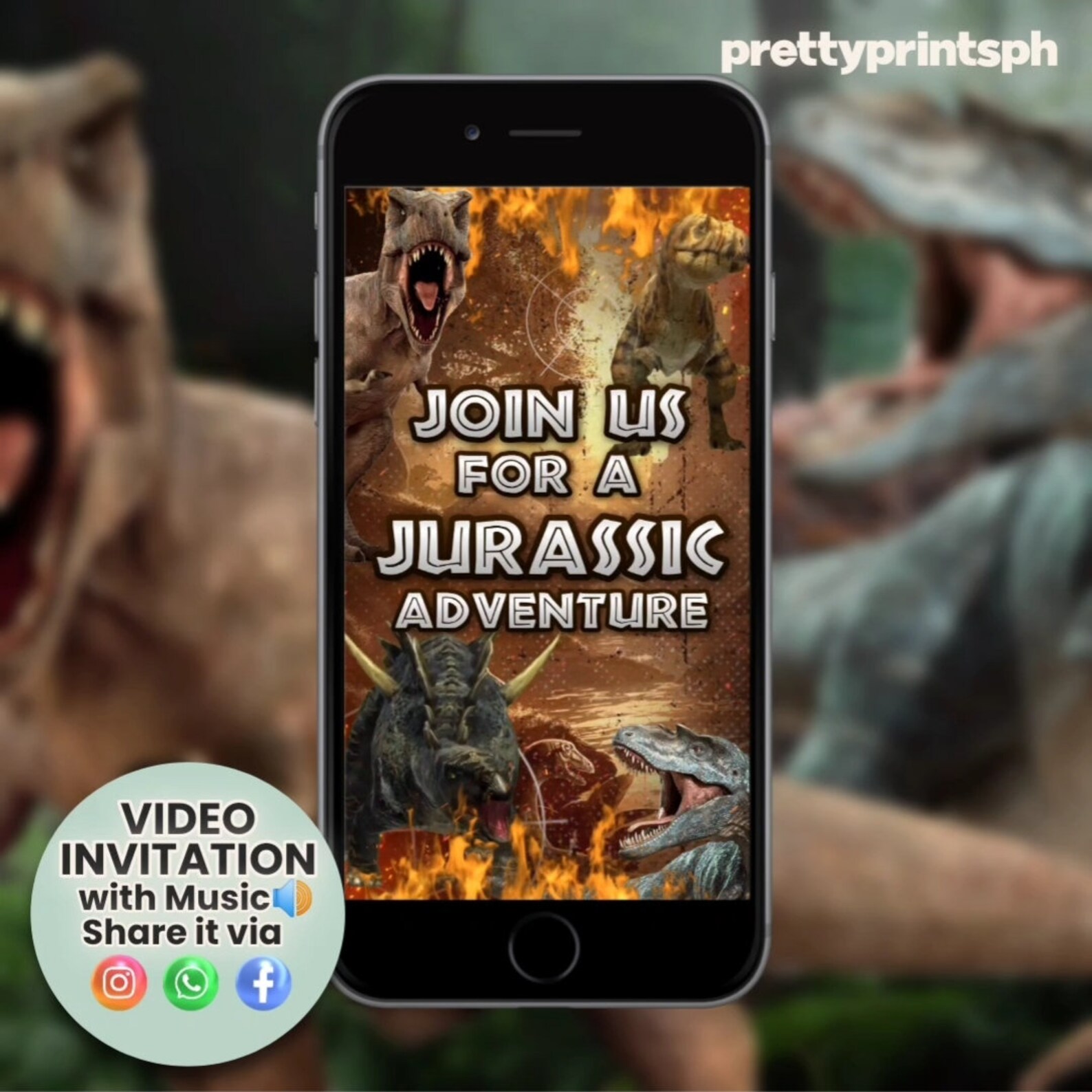 Jurassic World Video Invitation, Jurassic World Birthday Invitation ...