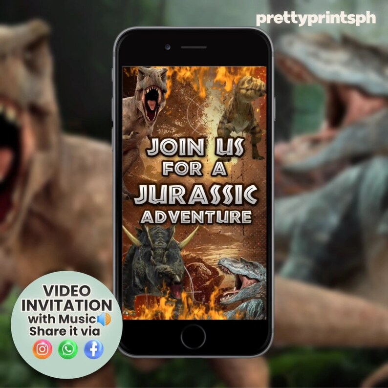 Jurassic World Video Invitation, Jurassic World Birthday Invitation ...