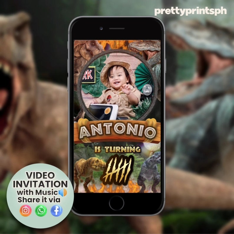 Jurassic World Video Invitation, Jurassic World Birthday Invitation ...