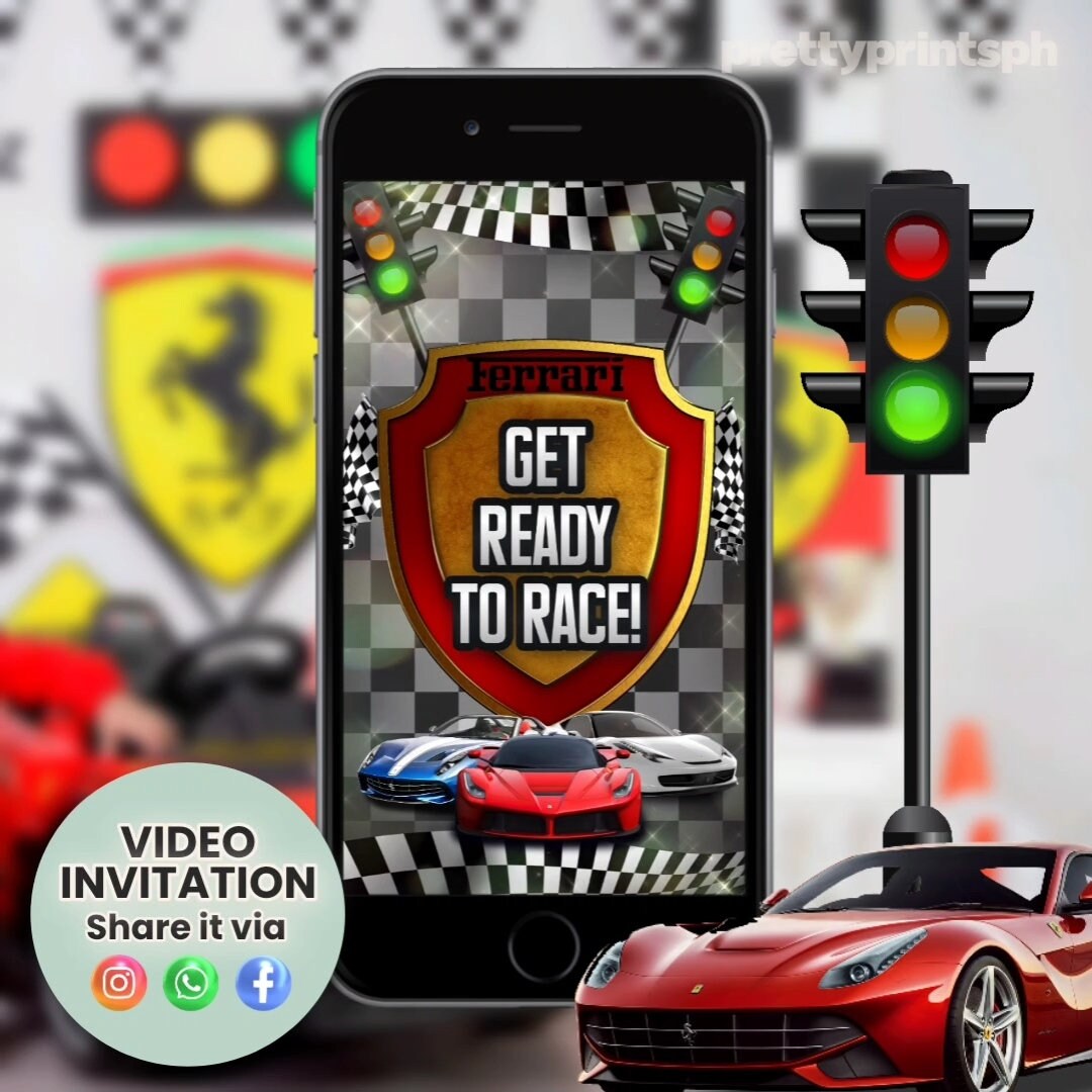 Race Car Invitation, Ferrari Invitation, Cars Invitation, Ferrari Race ...