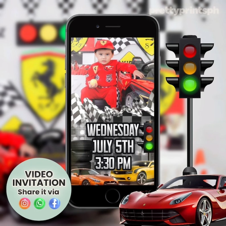 Race Car Invitation, Ferrari Invitation, Cars Invitation, Ferrari Race ...