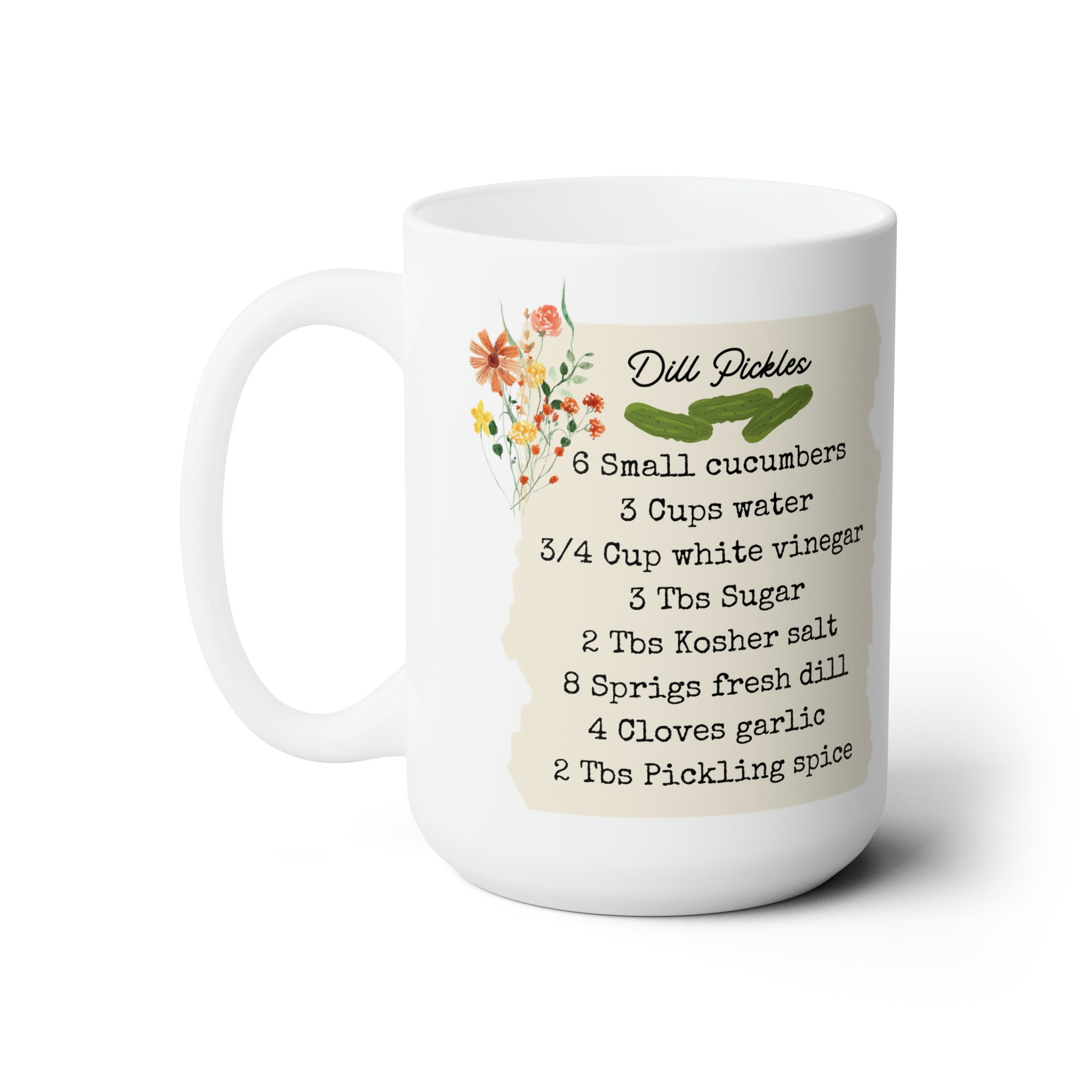 Vintage Pickle Mug, Wildflower Mug, Pickle Lover Mug, Pickles Mug ...