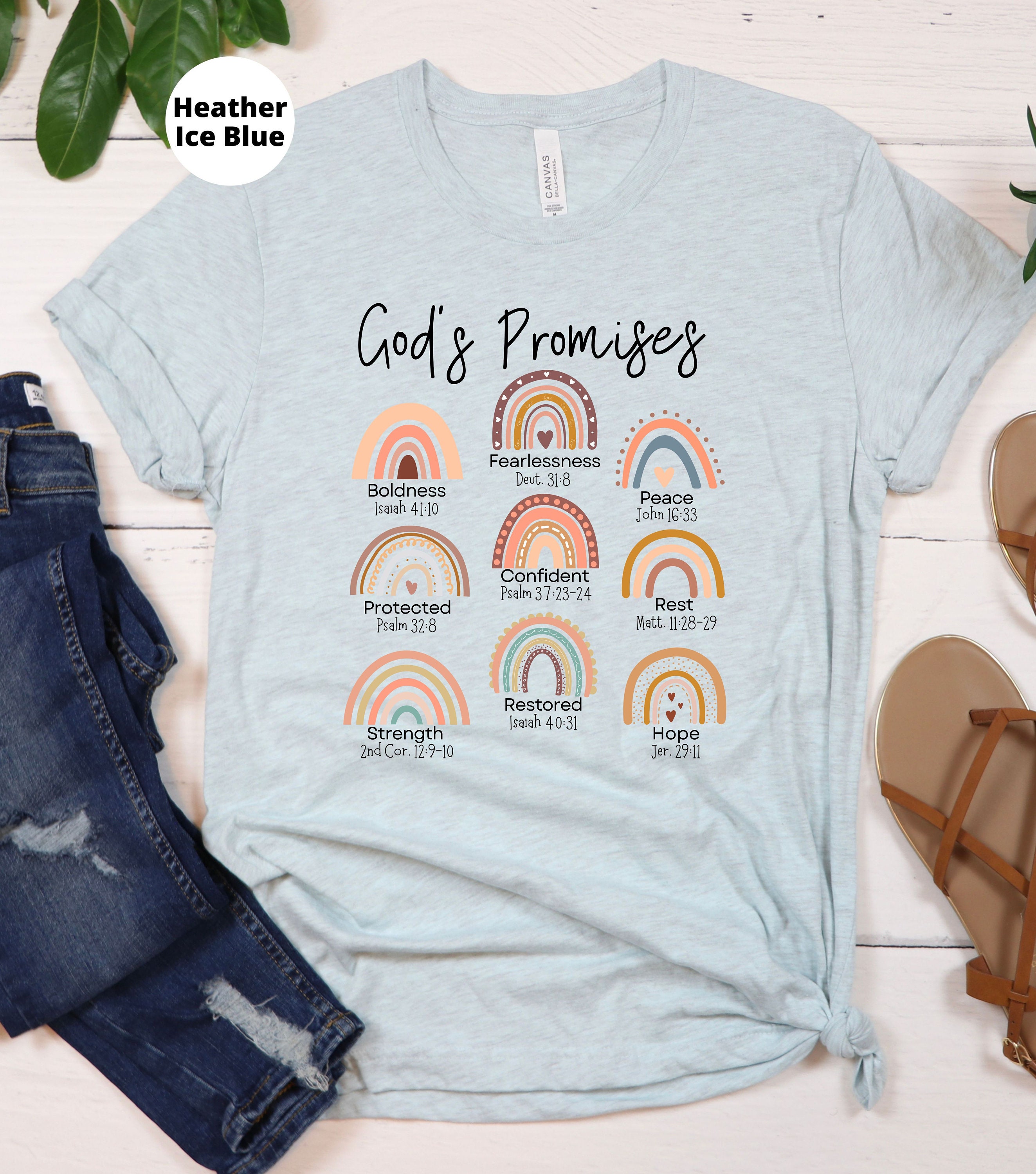 Boho Rainbow Bible Verse T-shirt, Christian Shirt, Inspirational Quotes ...