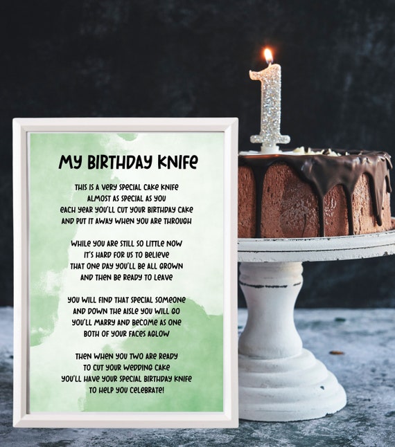 Birthday Cake Knife Poem Instant Download Printable 5x7 | Etsy