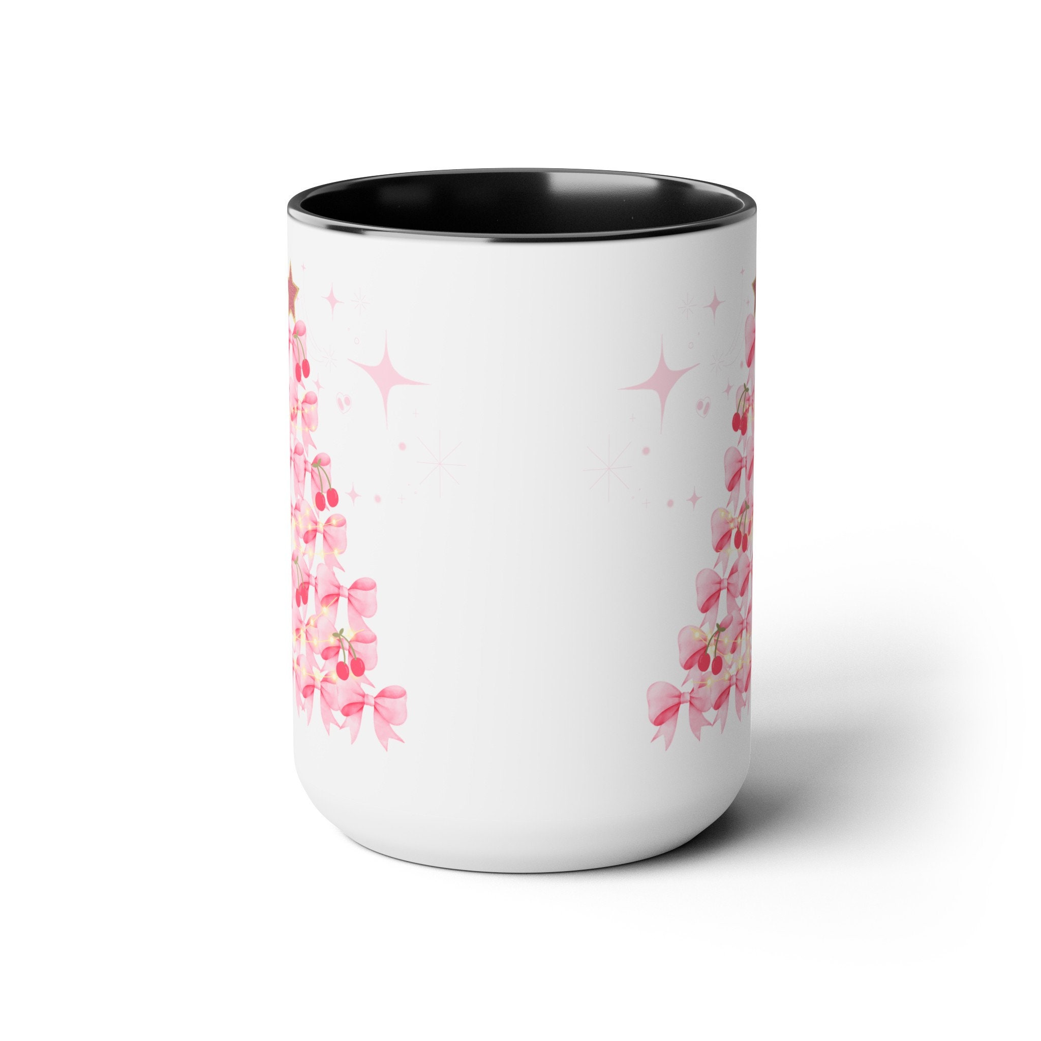 Coquette Christmas Tree Mug, Girly Mug, Pink Bows Mug, Cherries Mug ...