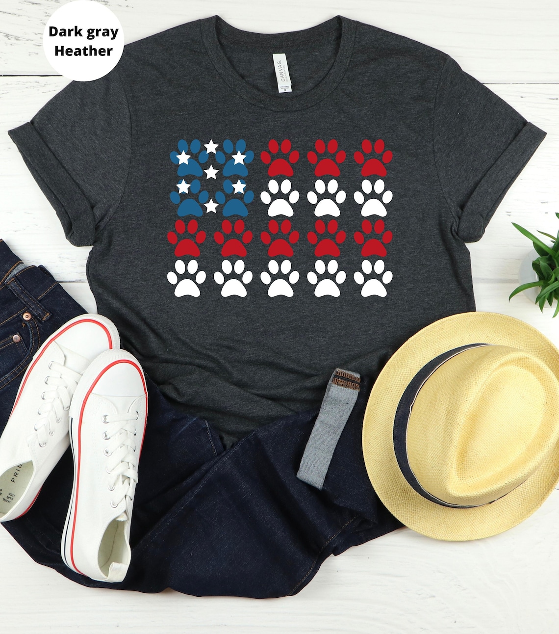 Patriotic Paw Print Shirt Paw Print Flag Red White And Blue Etsy