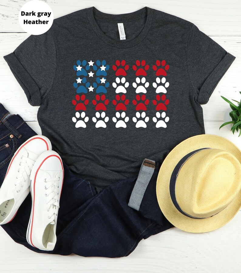 Patriotic Paw Print Shirt Paw Print Flag Red White and Blue - Etsy