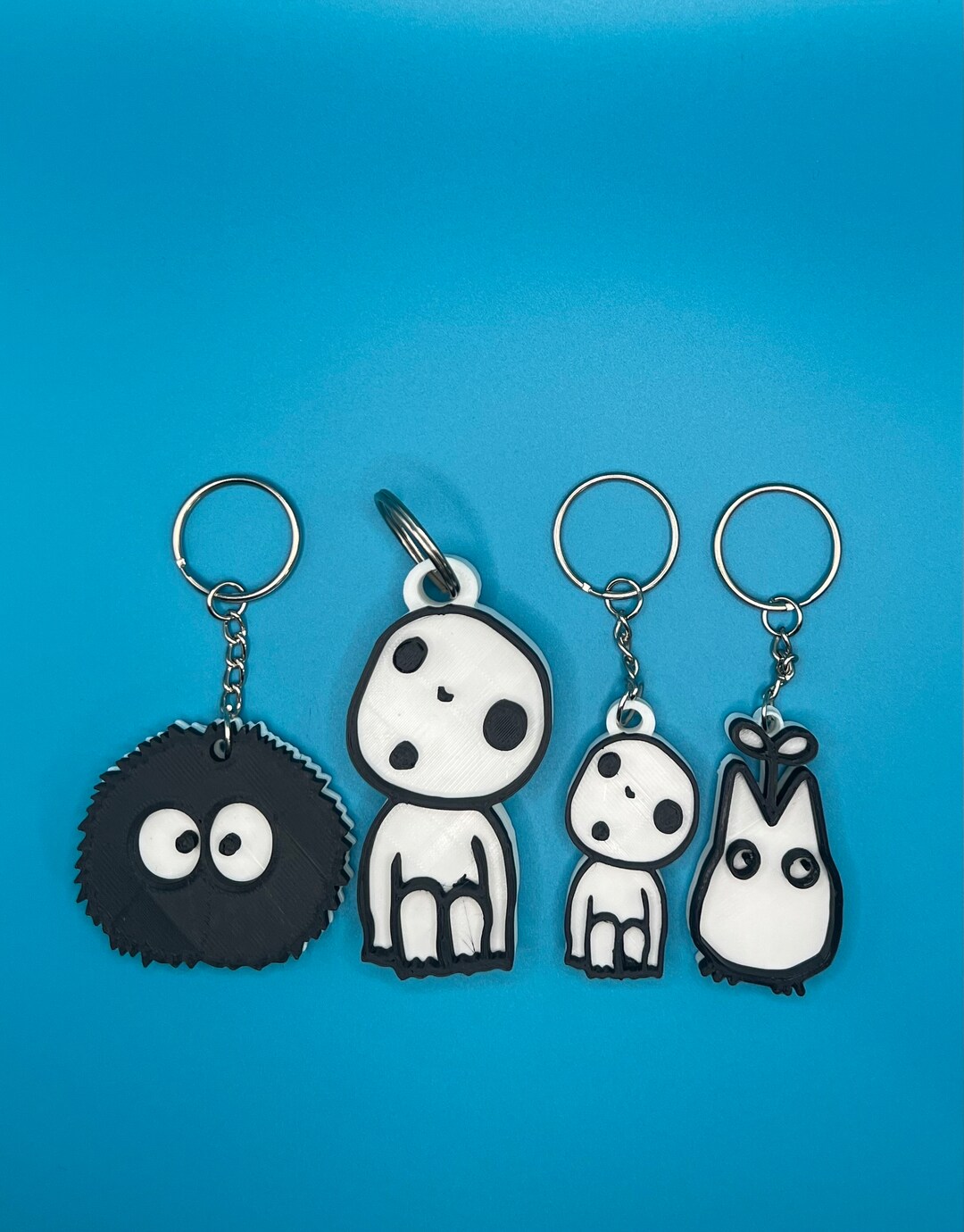 Anime Inspired Keychains Kodama Tree Spirit / Soot Sprite / Mini Chibi ...