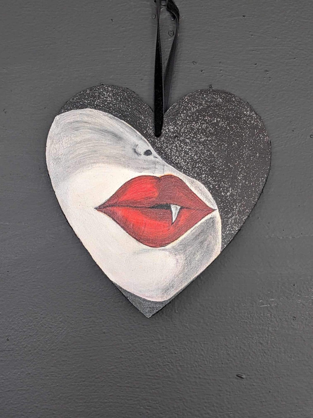 Vampire Fangs Heart, Hand Painted - Etsy