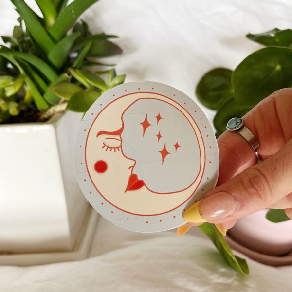 Moon Face Sticker - Etsy