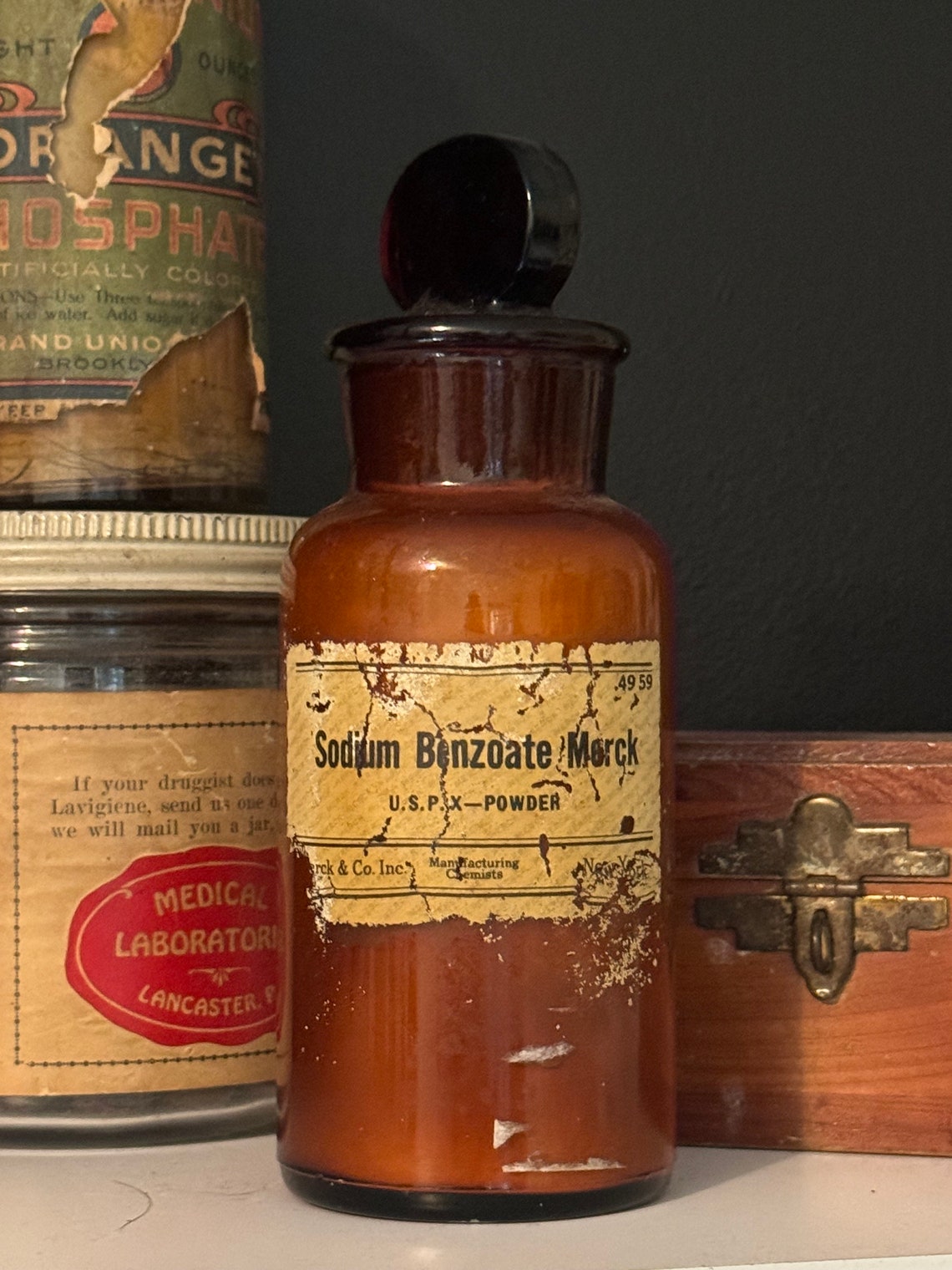 Antique Apothecary Jar C1900 Merck Medicine Sodium Benzoate With ...
