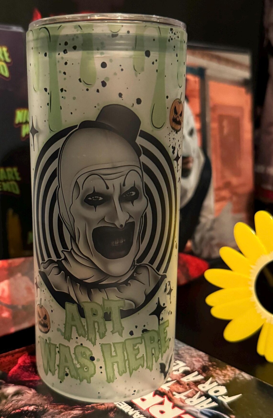 Terrifier Art the Clown Frosted Glass 20oz Tumbler Horror - Etsy