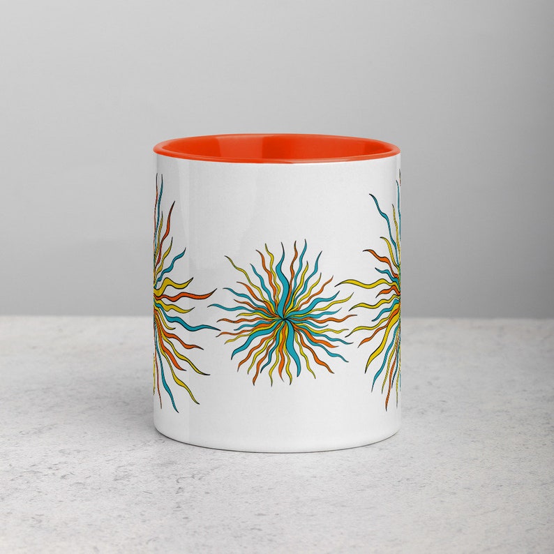 Sunday Morning Suns Starbursts Mug With Color Inside - Etsy