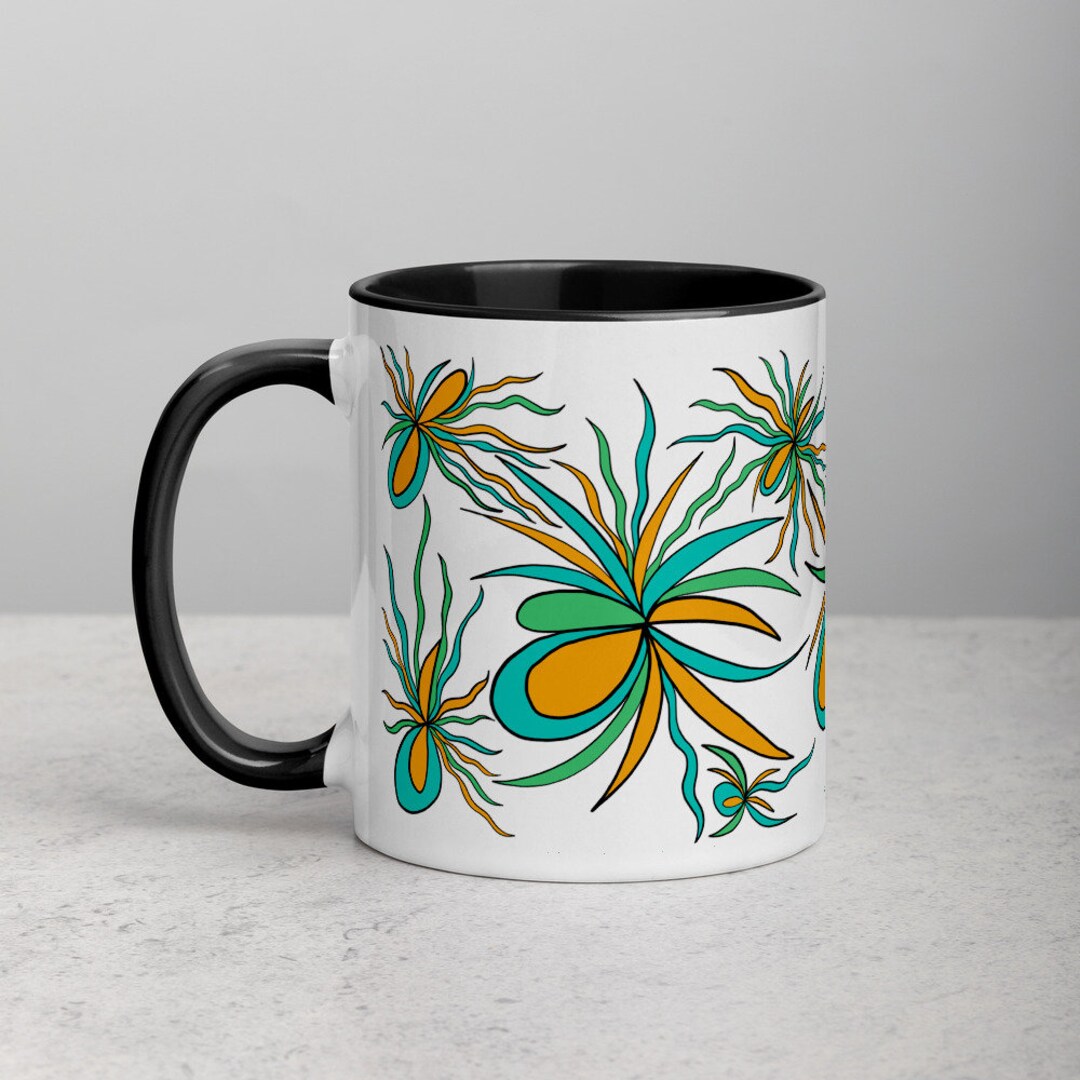 Tangerine Spiders Mug With Color Inside (4 Colors Available - Black ...