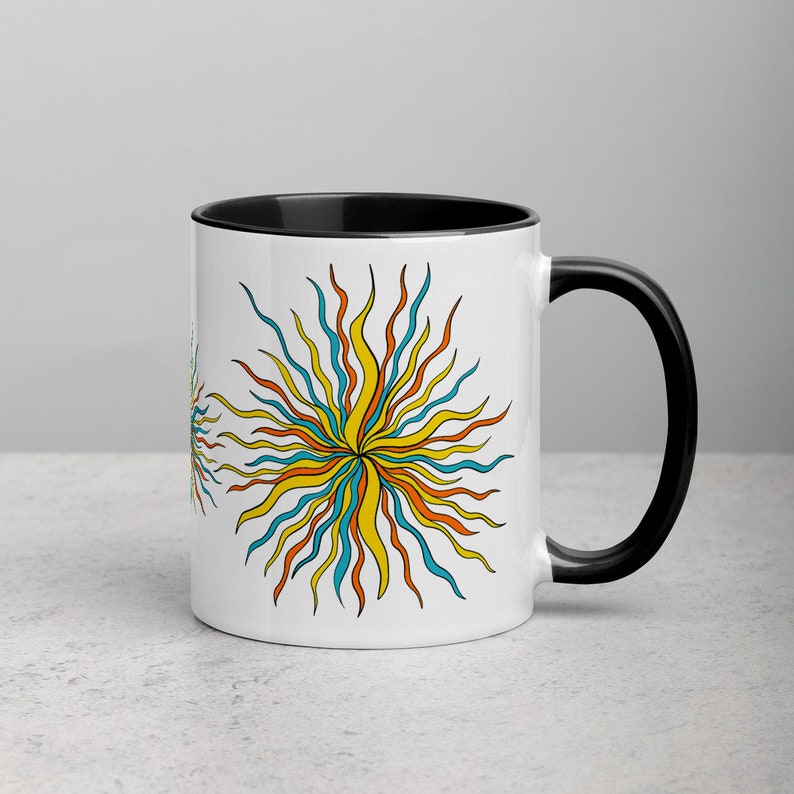Sunday Morning Suns Starbursts Mug With Color Inside - Etsy