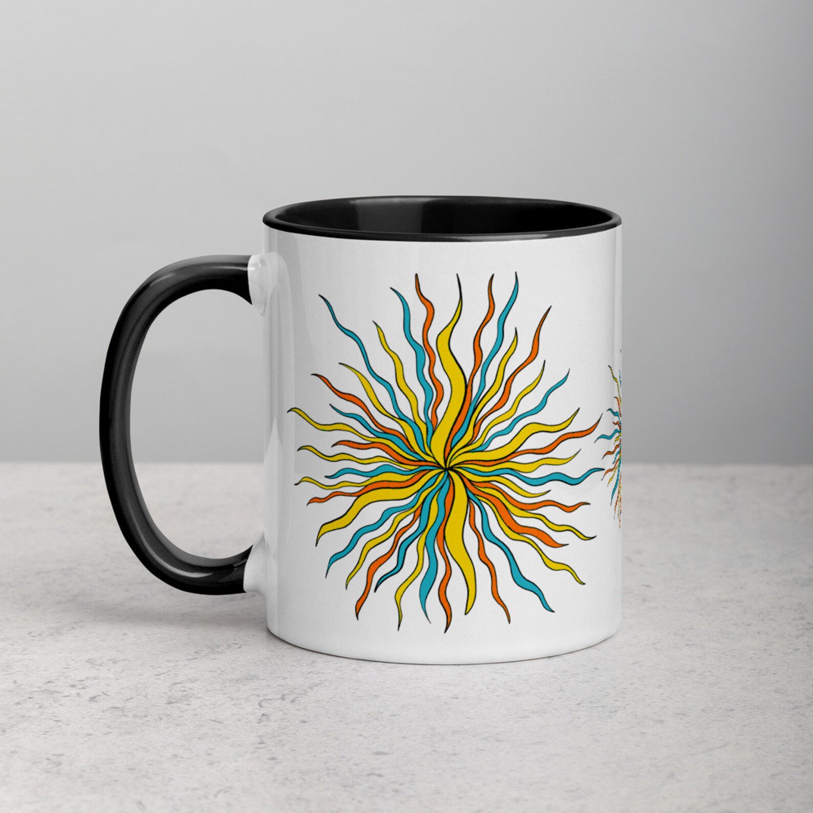 Sunday Morning Suns Starbursts Mug With Color Inside - Etsy