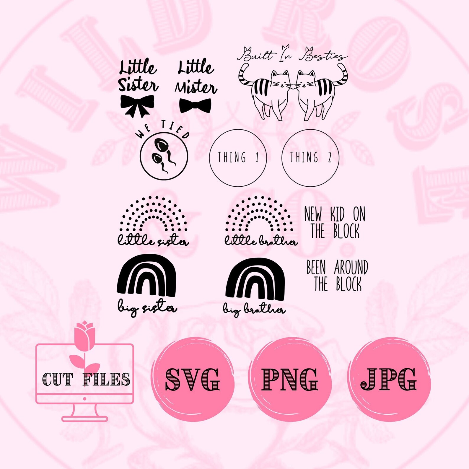 Sibling Svg for Baby Onesies Babies Tshirts Brother Sister Cut Files ...