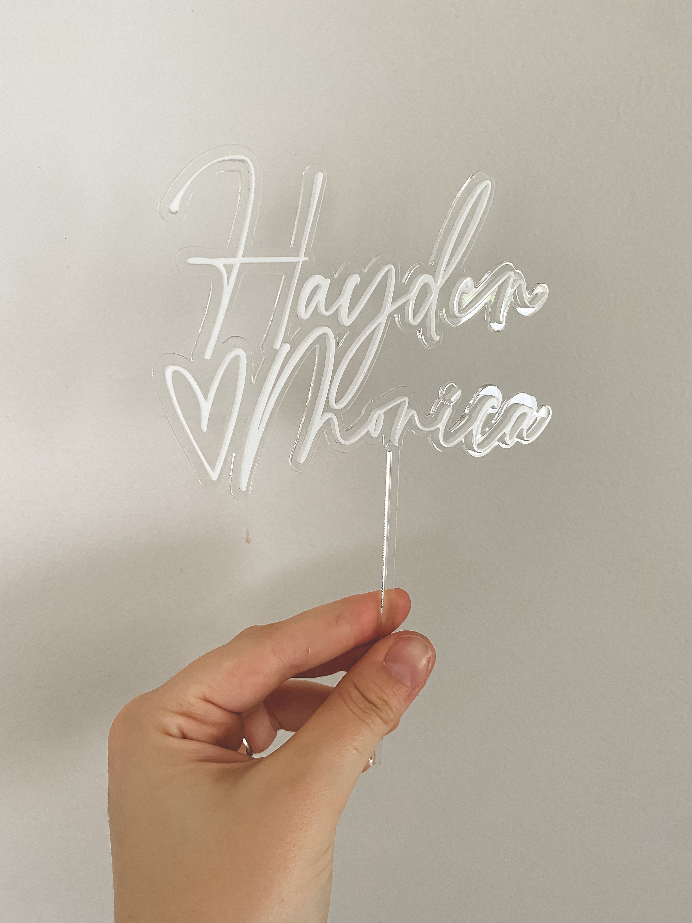 Acrylic Couple Wedding Cake Topper Double Layer / Engagement - Etsy