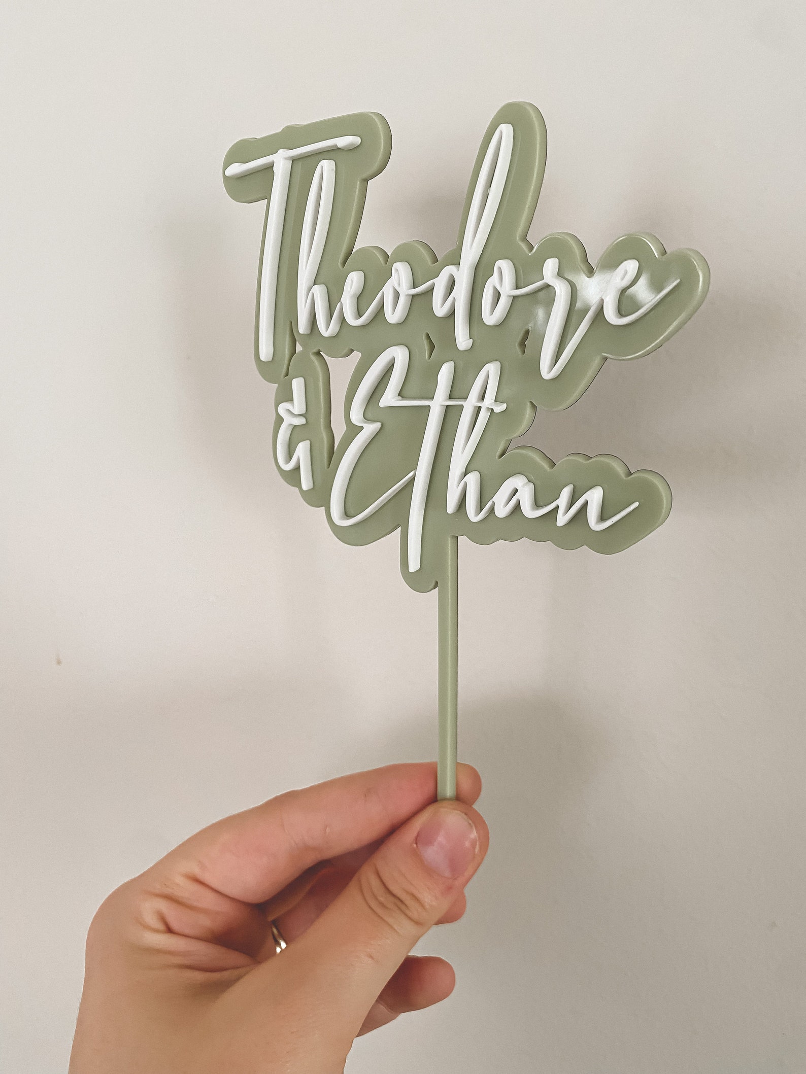 Acrylic Couple Wedding Cake Topper Double Layer / Engagement - Etsy