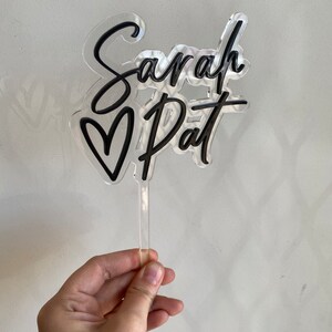 Acrylic Couple Wedding Cake Topper Double Layer / Engagement Cake ...