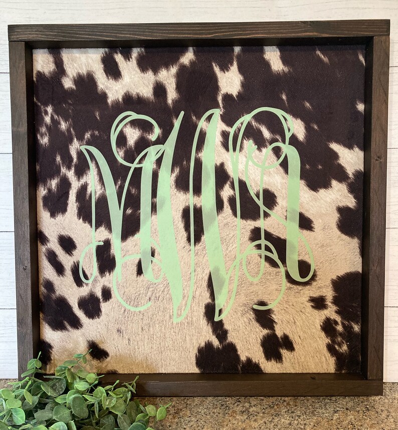 Personalized Cowhide Sign Cow Print Farmhouse Sign Country - Etsy