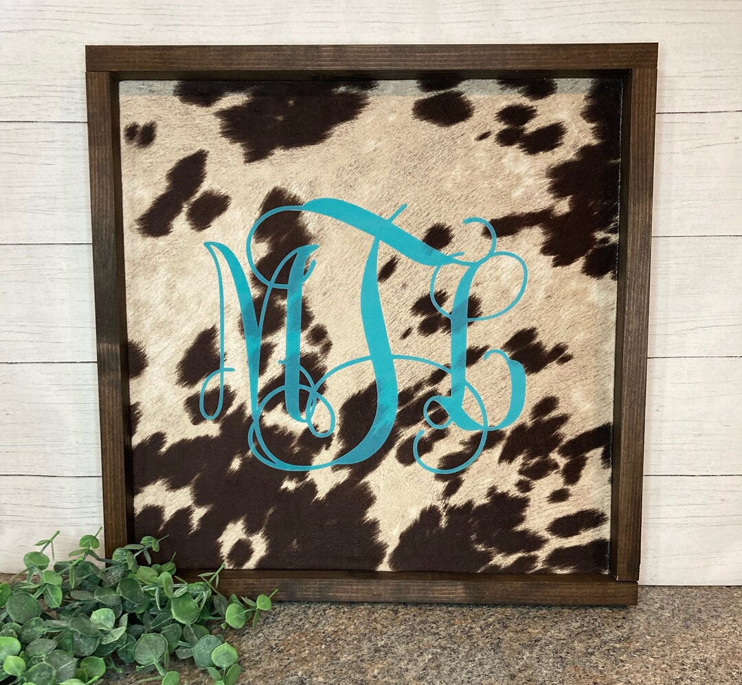 Personalized Cowhide Sign, Cow Print Farmhouse Sign, Country Sign Decor ...