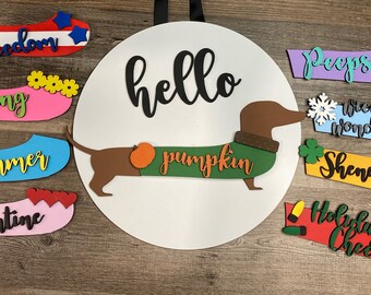 Wooden Sign, Dachshund Sign, Dog Sign, Door Hanger, Round Wood Sign ...